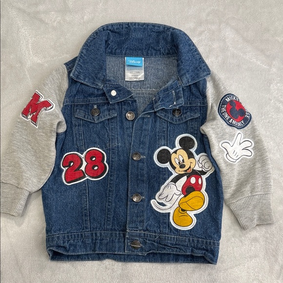 Disney | Jackets & Coats | Disney Mickey Mouse Kids Denim Jacket Blue ...